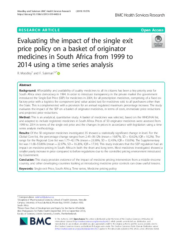 (PDF) Evaluating the impact of the single exit price policy on a basket ...
