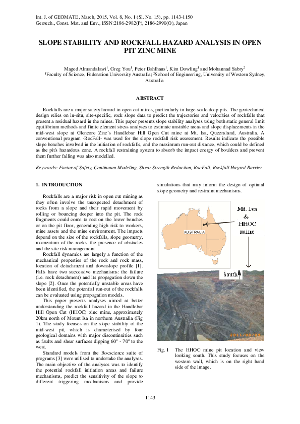(PDF) Slope Stability and Rockfall Hazard Analysis in Open Pit Zinc Mine | Kim Dowling ...