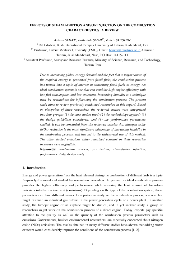(PDF) Effects of steam addition and/or injection on the combustion ...