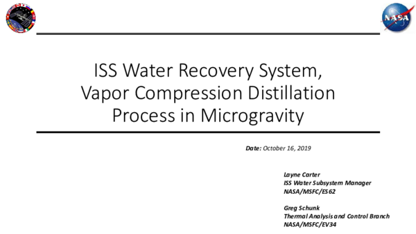 (PDF) ISS Water Recovery System, Vapor Compression Distillation Process ...