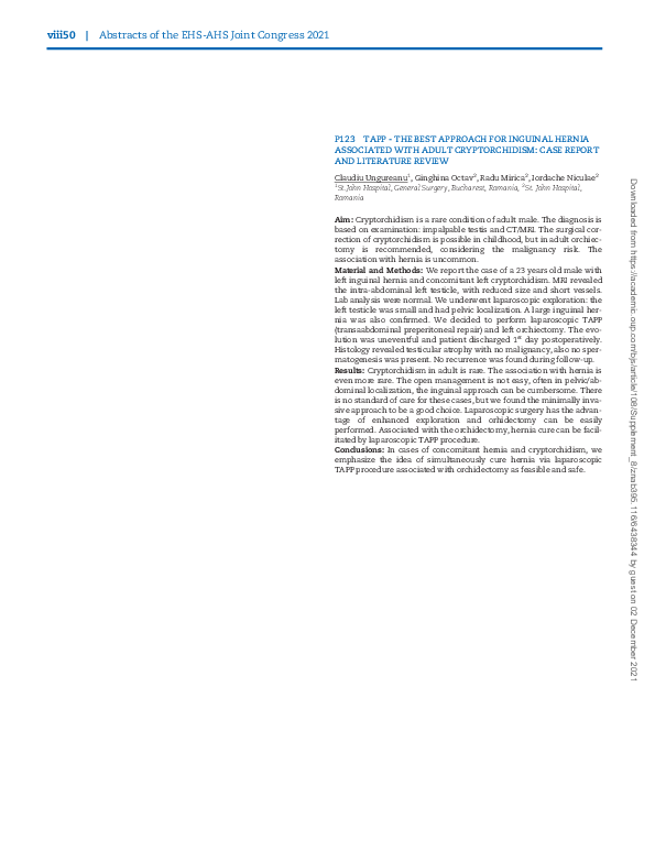 (PDF) P123 TAPP - the Best Approach for Inguinal Hernia Associated with ...