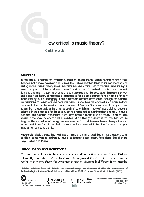 (PDF) How critical is music theory?