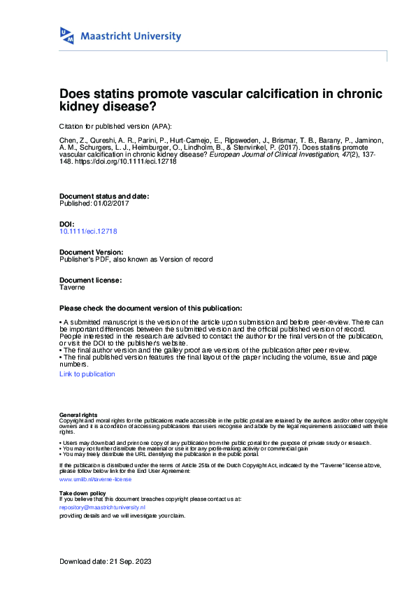 (PDF) Does statins promote vascular calcification in chronic kidney ...