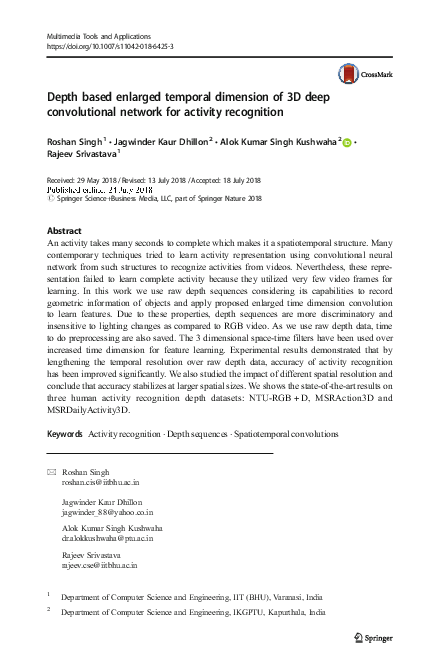 (PDF) Depth based enlarged temporal dimension of 3D deep convolutional network for activity ...