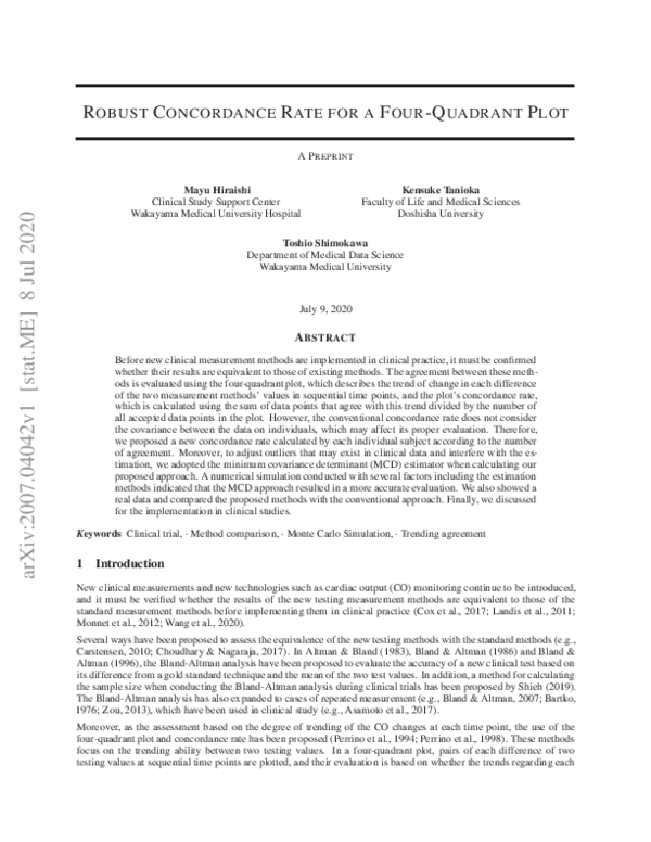 (PDF) Robust Concordance Rate for A Four-Quadrant Plot