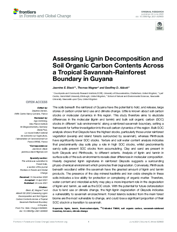 (PDF) Assessing Lignin Decomposition and Soil Organic Carbon Contents ...