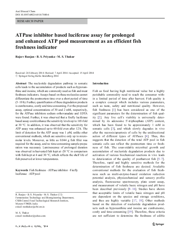 (PDF) ATPase inhibitor based luciferase assay for prolonged and ...