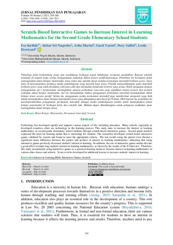 (PDF) Scratch-Based Interactive Games to Increase Interest in Learning ...