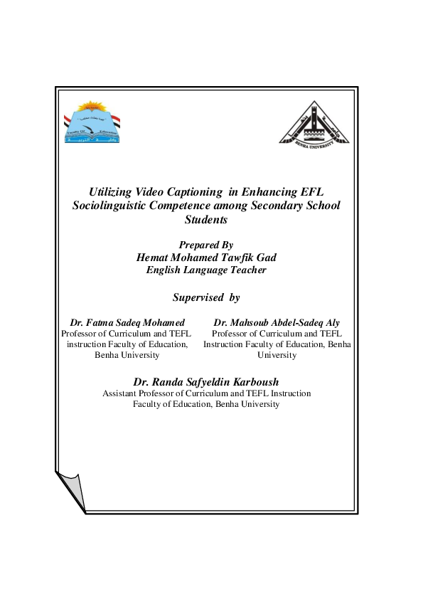 (PDF) Utilizing Video Captioning in Enhancing EFL Sociolinguistic ...