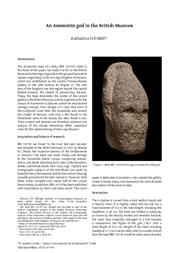 (PDF) An Ammonite god in the British Museum (2023)