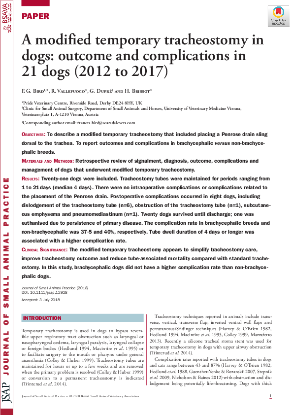 (PDF) A modified temporary tracheostomy in dogs: outcome and ...
