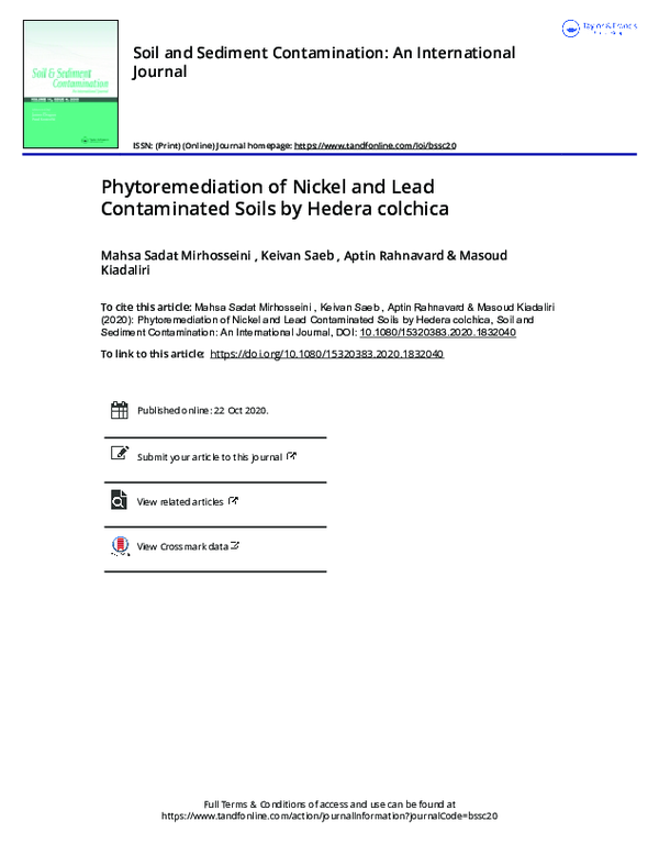 (PDF) Phytoremediation of Nickel and Lead Contaminated Soils by Hedera ...