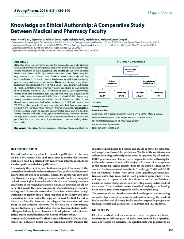 (PDF) Knowledge on Ethical Authorship: A Comparative Study Between ...