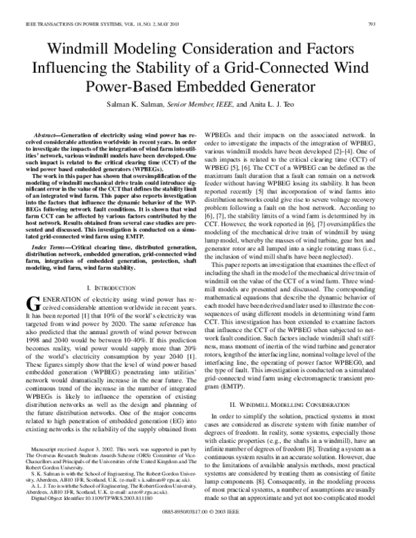 (PDF) Windmill modeling consideration and factors influencing the ...