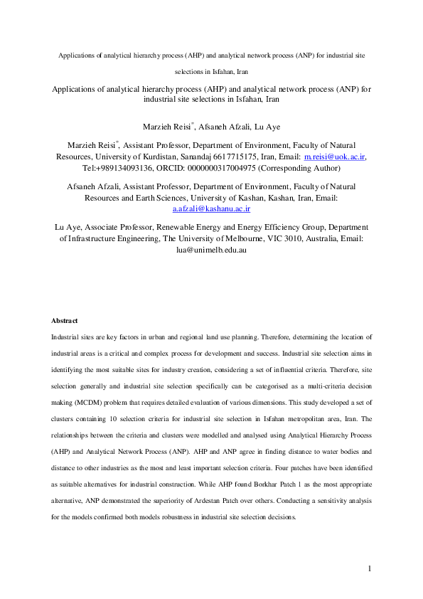 Pdf Applications Of Analytical Hierarchy Process Ahp And Analytical