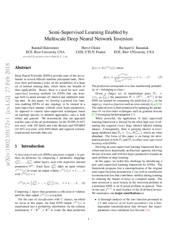 (PDF) Semi-Supervised Learning Enabled by Multiscale Deep Neural Network Inversion