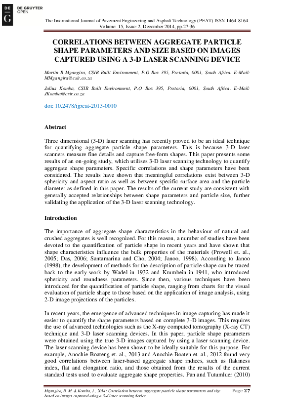 (PDF) Correlations Between Aggregate Particle Shape Parameters and Size Based on Images Captured ...