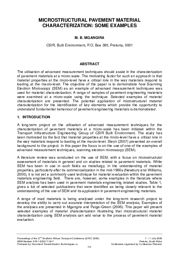(PDF) Microstructural Pavement Material Characterization: Some Examples