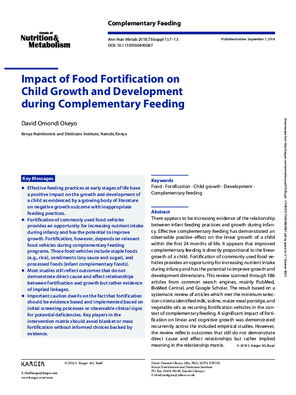 (PDF) Impact of Food Fortification on Child Growth and Development ...