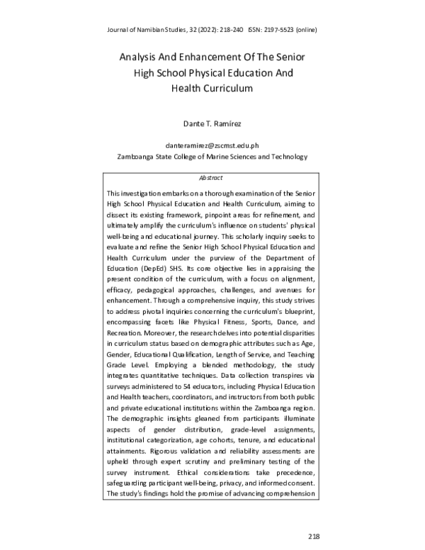 (PDF) Analysis And Enhancement Of The Senior High School Physical ...