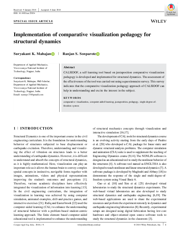 (PDF) Implementation of comparative visualization pedagogy for structural dynamics