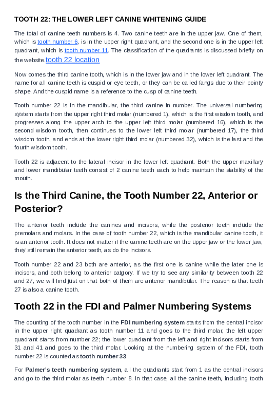 (PDF) TOOTH 22: THE LOWER LEFT CANINE WHITENING GUIDE