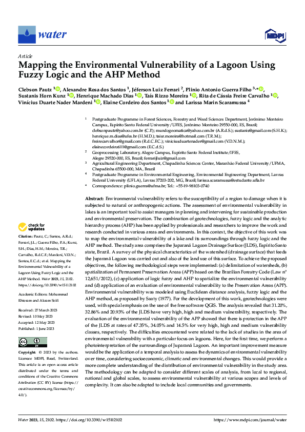 Pdf Mapping The Environmental Vulnerability Of A Lagoon Using Fuzzy Logic And The Ahp Method