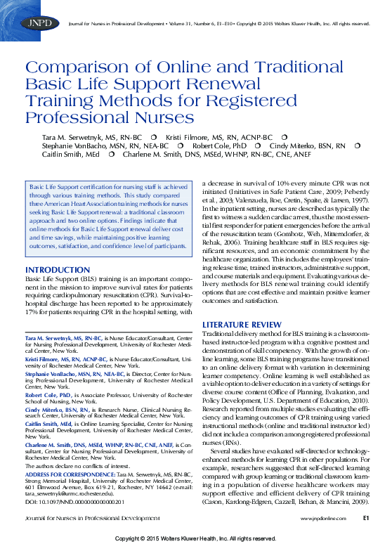 (PDF) Comparison of Online and Traditional Basic Life Support Renewal ...
