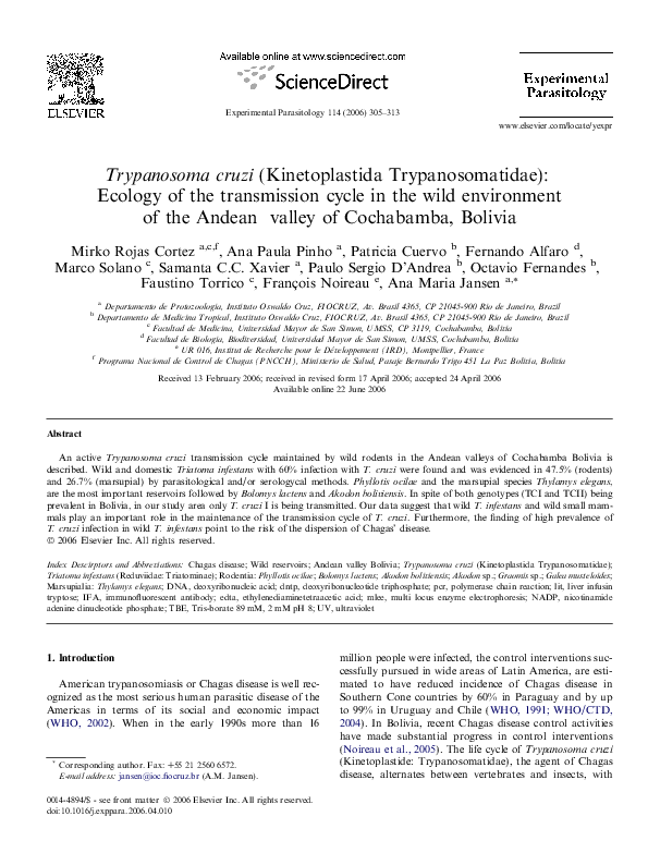 (PDF) Trypanosoma cruzi (Kinetoplastida Trypanosomatidae): Ecology of ...