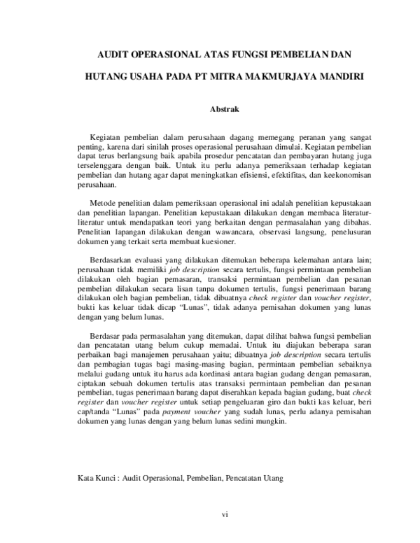 (PDF) Audit Operasional Atas Fungsi Pembelian Dan Hutang Usaha Pada Pt. Mitra Makmurjaya Mandiri