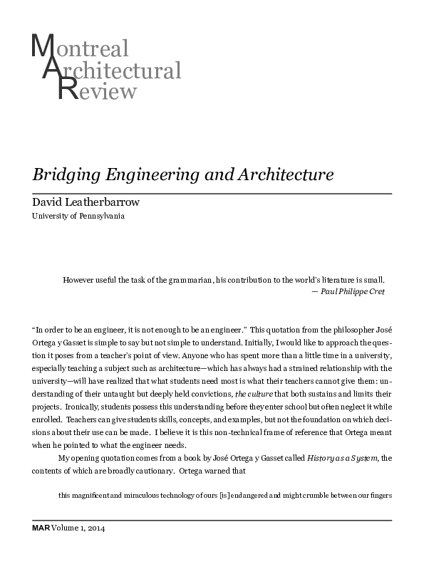 (PDF) Bridging Engineering and Architecture