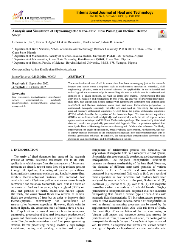 (PDF) Analysis and Simulation of Hydromagnetic Nano-Fluid Flow Passing an Inclined Heated Sheet ...