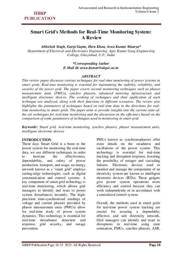 Pdf Smart Grids Methods For Real Time Monitoring System A Review