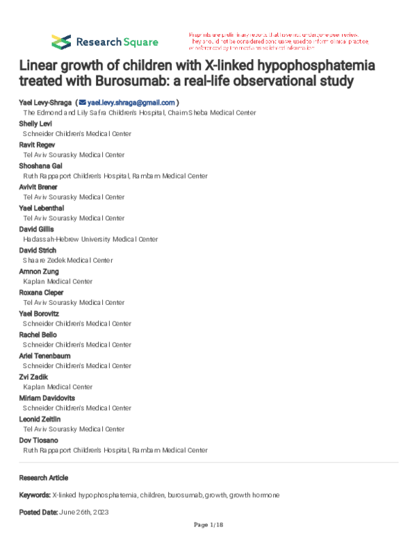 (PDF) Linear growth of children with X-linked hypophosphatemia treated ...