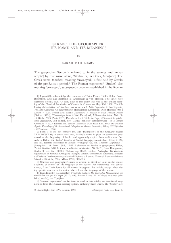 (PDF) Strabo the Geographer: His Name and Its Meaning