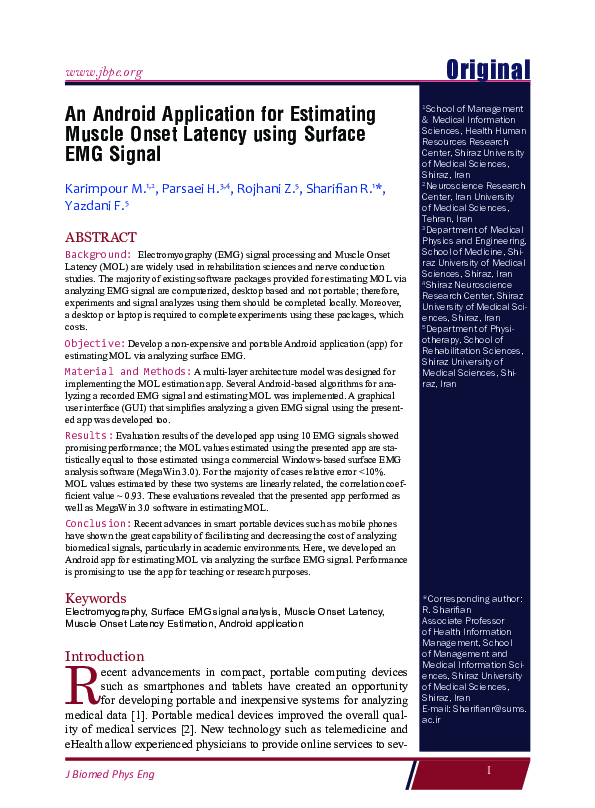 (PDF) An Android Application for Estimating Muscle Onset Latency using Surface EMG Signal