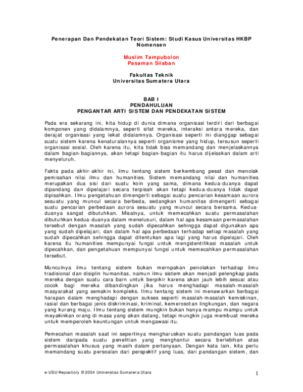 (PDF) Penerapan Dan Pendekatan Teori Sistem: Studi Kasus Universitas ...