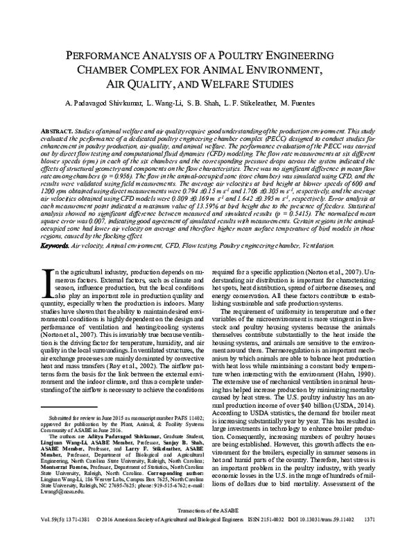 (PDF) Performance Analysis of a Poultry Engineering Chamber Complex for ...