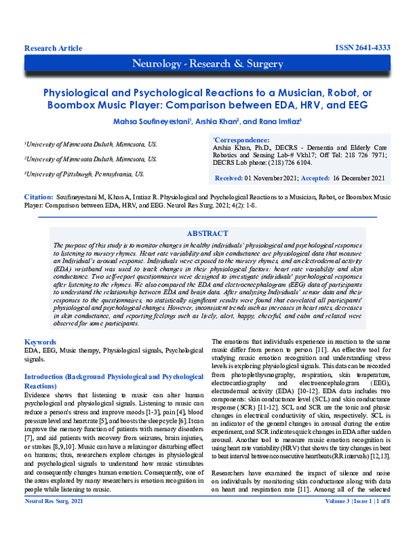(PDF) Physiological and Psychological Reactions to a Musician, Robot ...