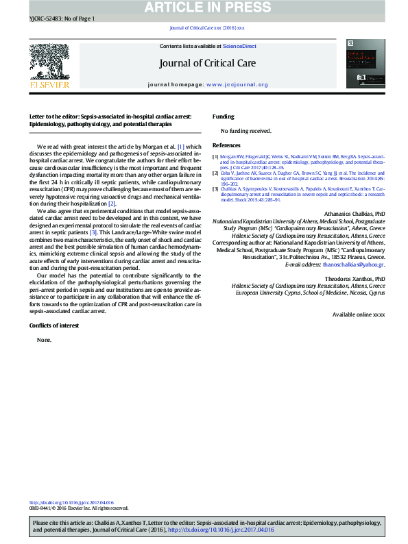 (PDF) Letter to the editor: Sepsis-associated in-hospital cardiac ...