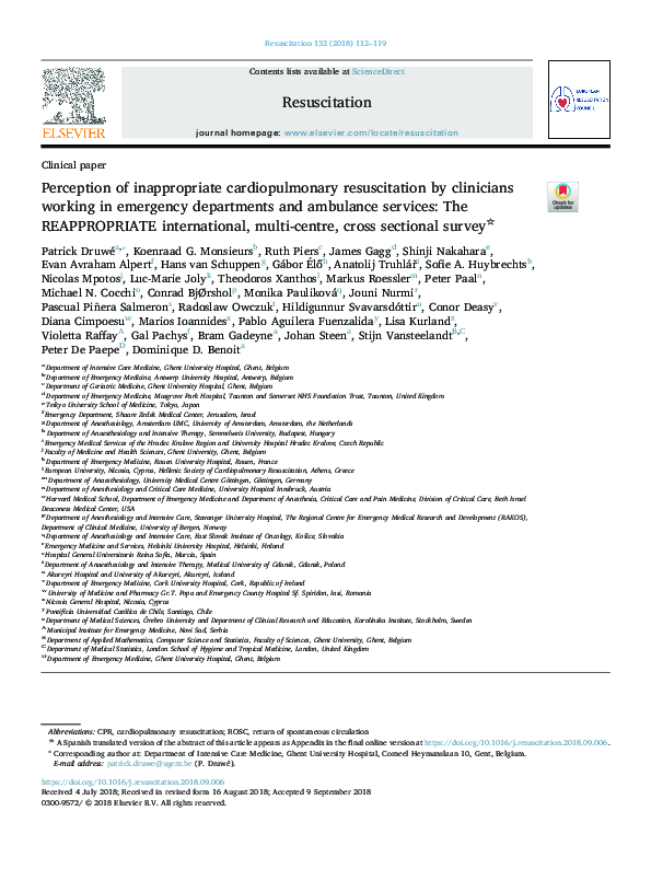 (PDF) Perception of inappropriate cardiopulmonary resuscitation by ...