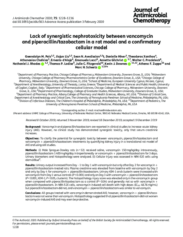 (PDF) Lack of synergistic nephrotoxicity between vancomycin and ...