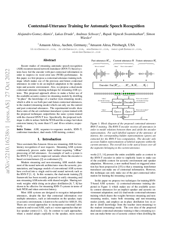 (PDF) Contextual-Utterance Training for Automatic Speech Recognition