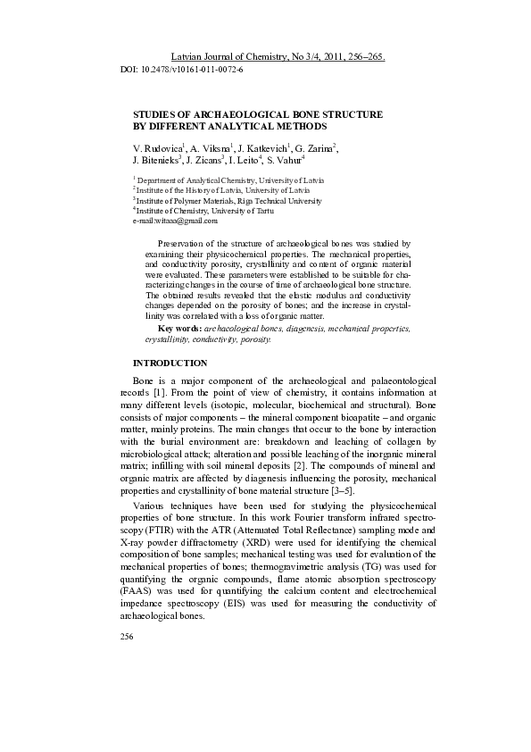 (PDF) Studies of Archaeological Bone Structure by Different Analytical ...