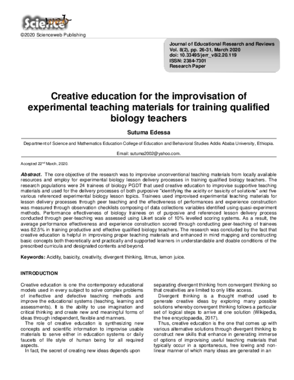 (PDF) Creative education for the improvisation of experimental teaching materials for training ...