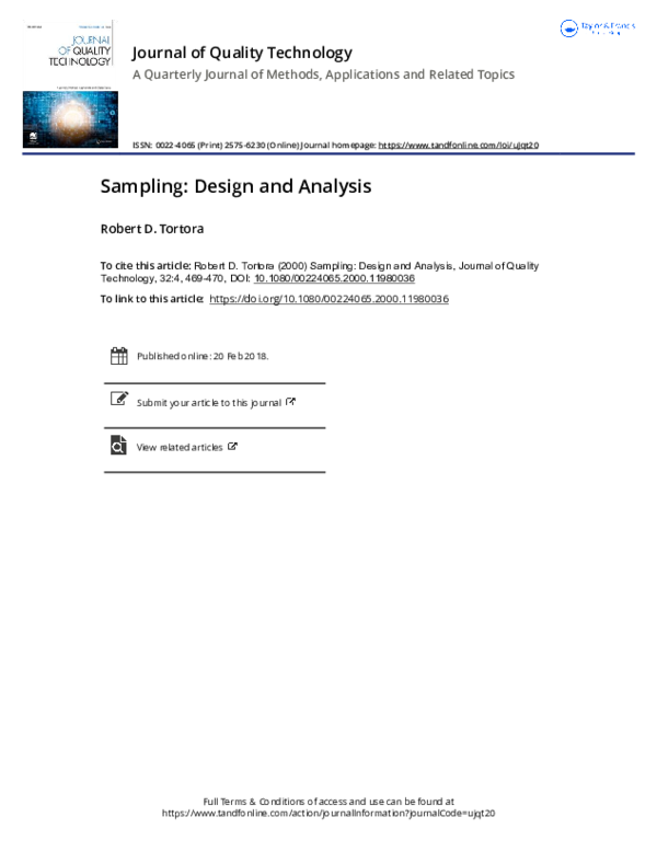 (PDF) Sampling Design and Analysis