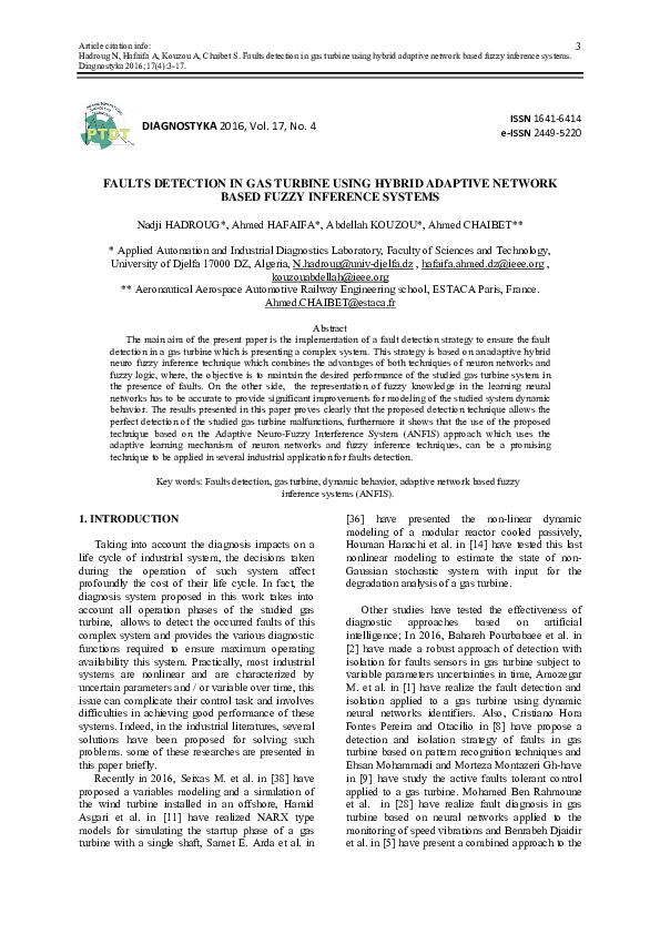 Pdf Faults Detection In Gas Turbine Using Hybrid Adaptive Network Based Fuzzy Inference Systems 6280