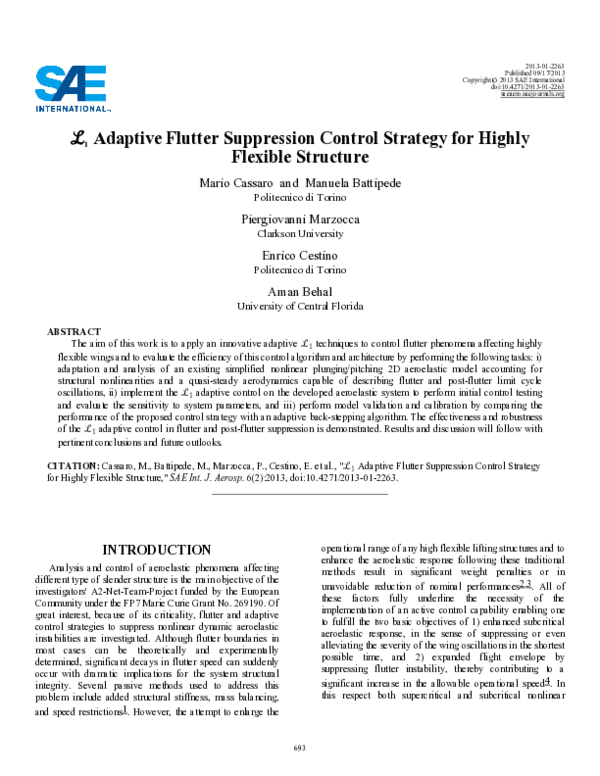 (PDF) ℒ1 Adaptive Flutter Suppression Control Strategy for Highly ...