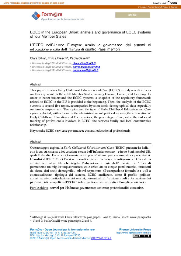 (PDF) ECEC in the European Union: analysis and governance of ECEC ...