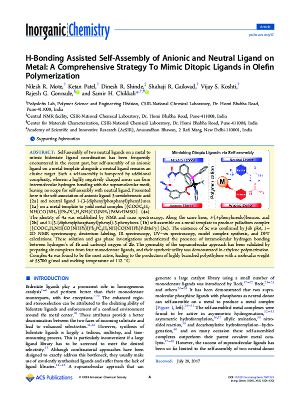 (PDF) H-Bonding Assisted Self-Assembly of Anionic and Neutral Ligand on ...